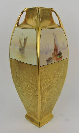 Pickard Large 4 Sided, 4 Handled Vase,