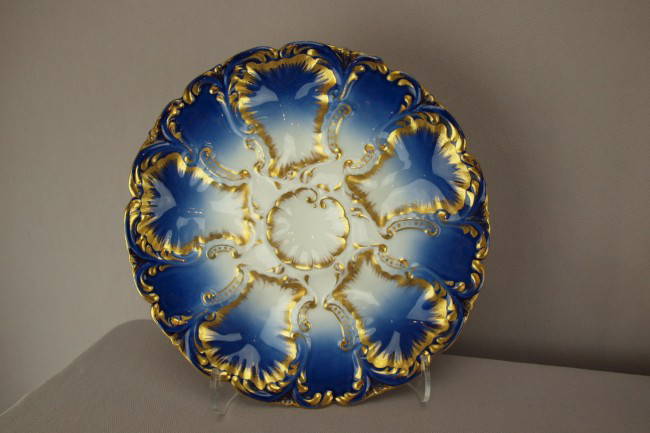 Louis Strauss & Sons Limoges Cobalt Oyster Plate