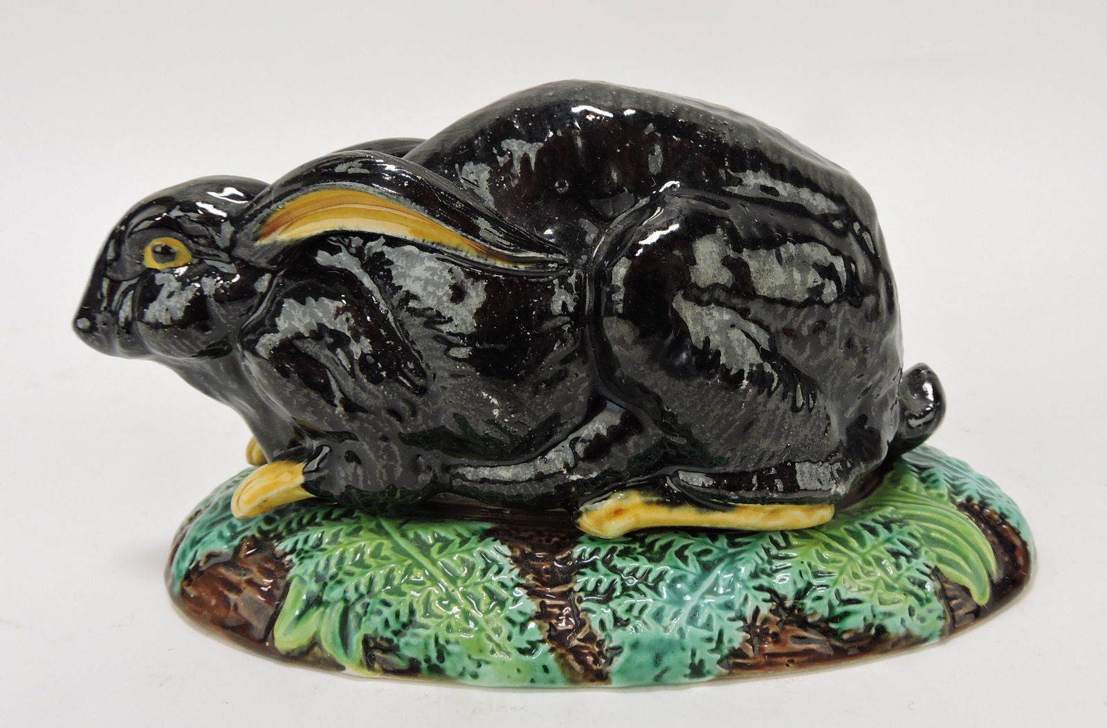 Rare George Jones Majolica Rabbit Match