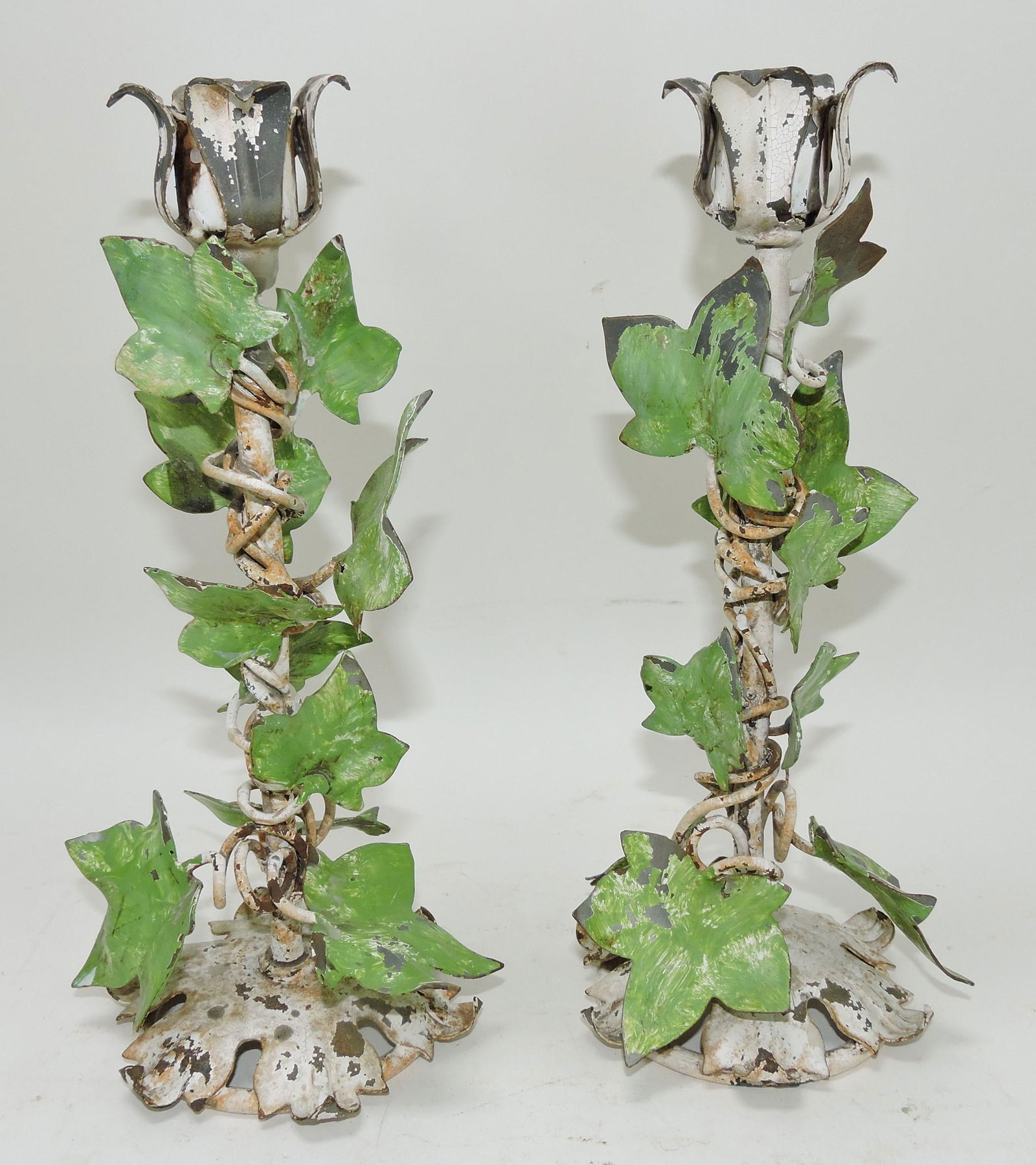 Wrought iron ivy & leaves pair of - Oct 12, 2022 | Strawser Auction ...