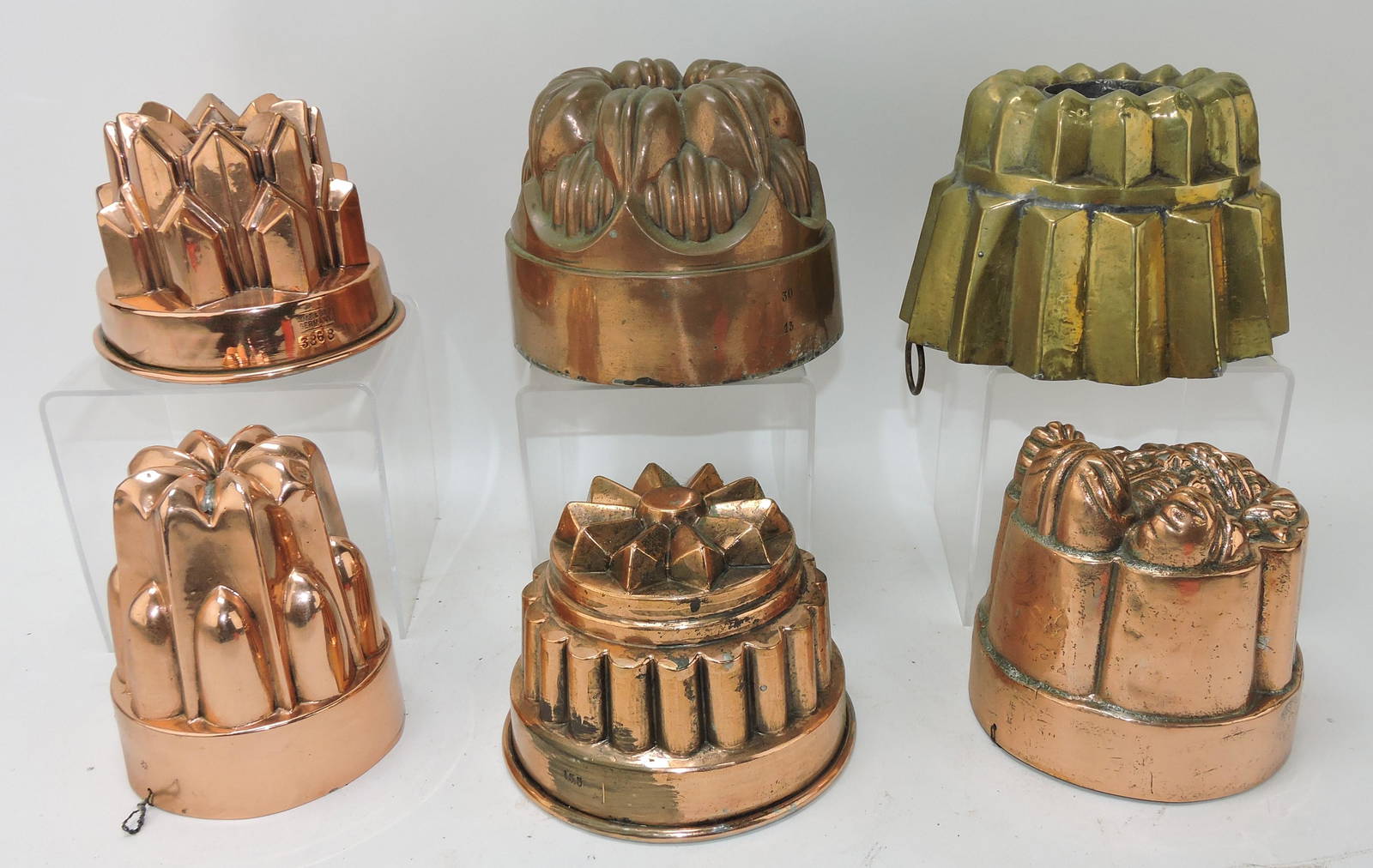 Lot Of 6 Copper Food Molds Auction