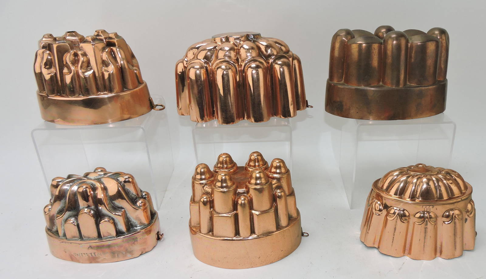 Lot Of 6 Oval Copper Food Molds Auction