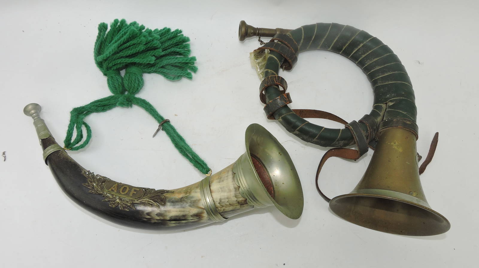 Lot Of 2 German Fox Hunt Horns Auction