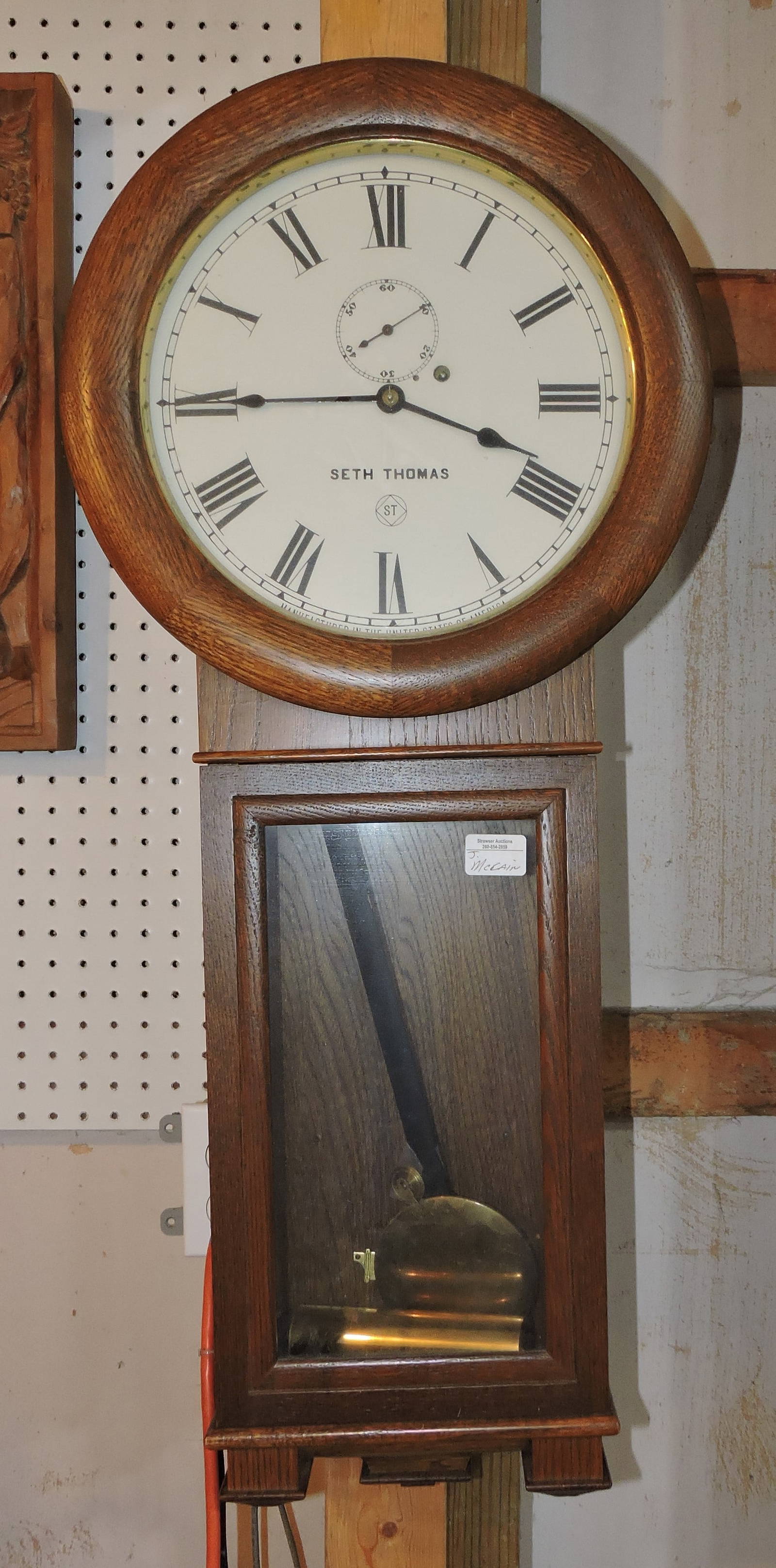 Seth Thomas Oak Wall Regulator Clock, Auction