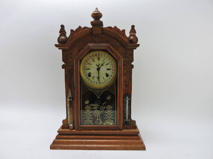 Oak Kitchen Shelf Clock With Calendar