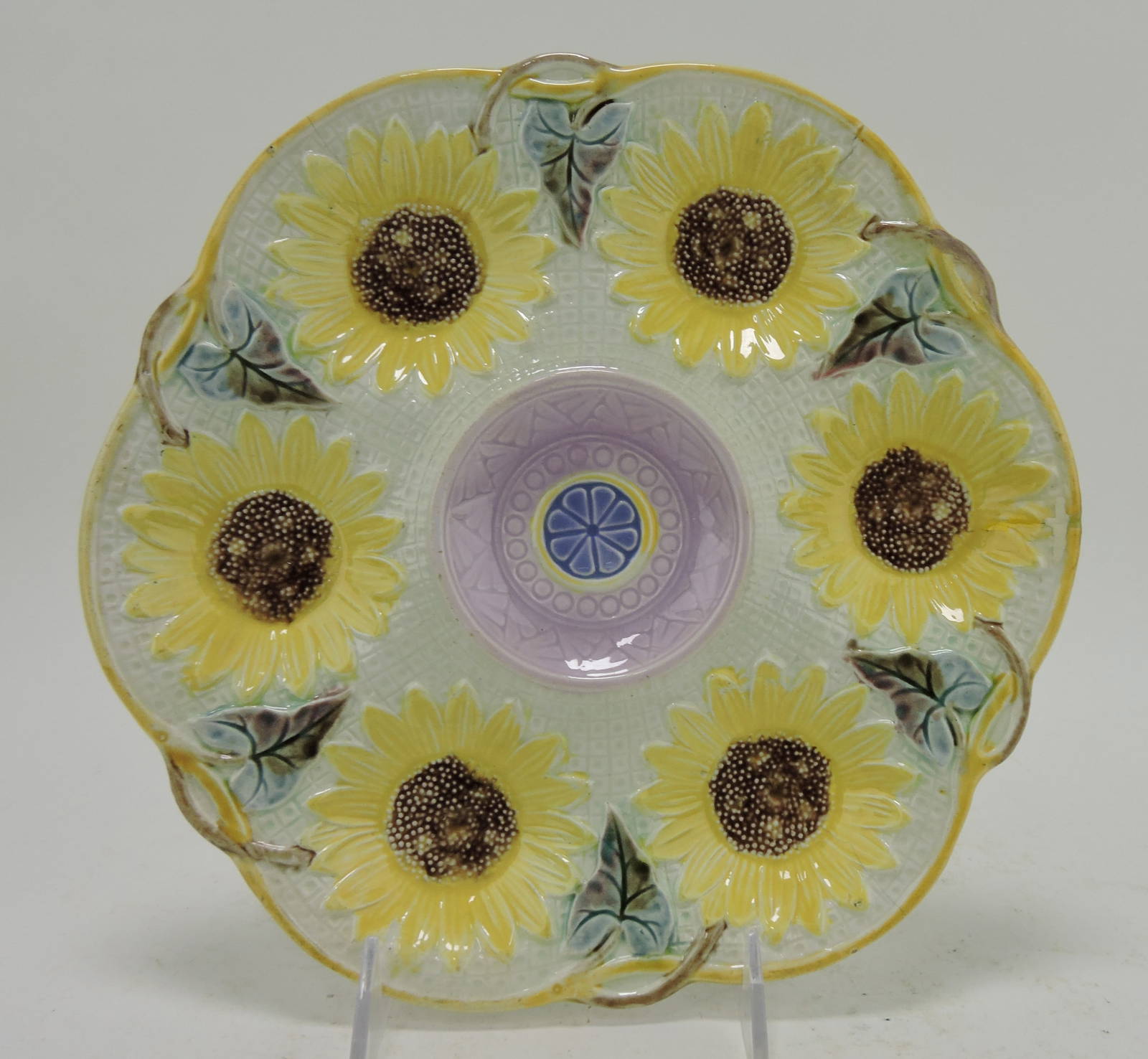 Samuel Lear Majolica Sunflower Auction