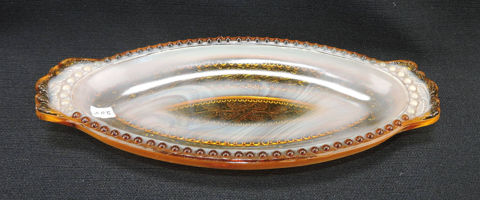 Greentown Holly Amber 9" Pickle Tray Auction