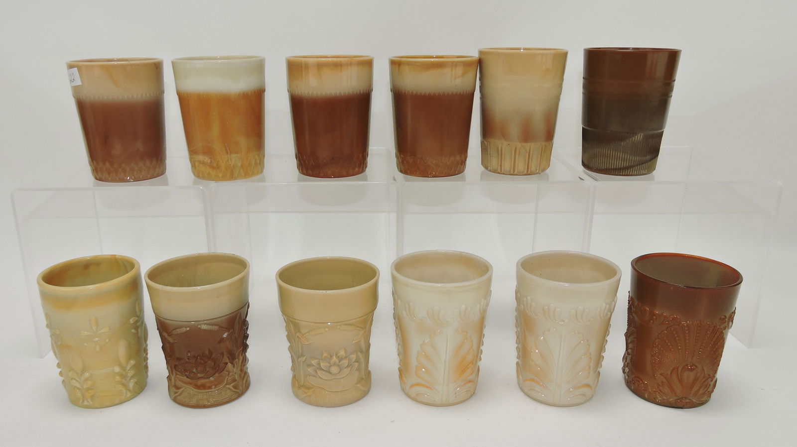 Greentown Chocolate Lot Of 12 Tumblers Auction