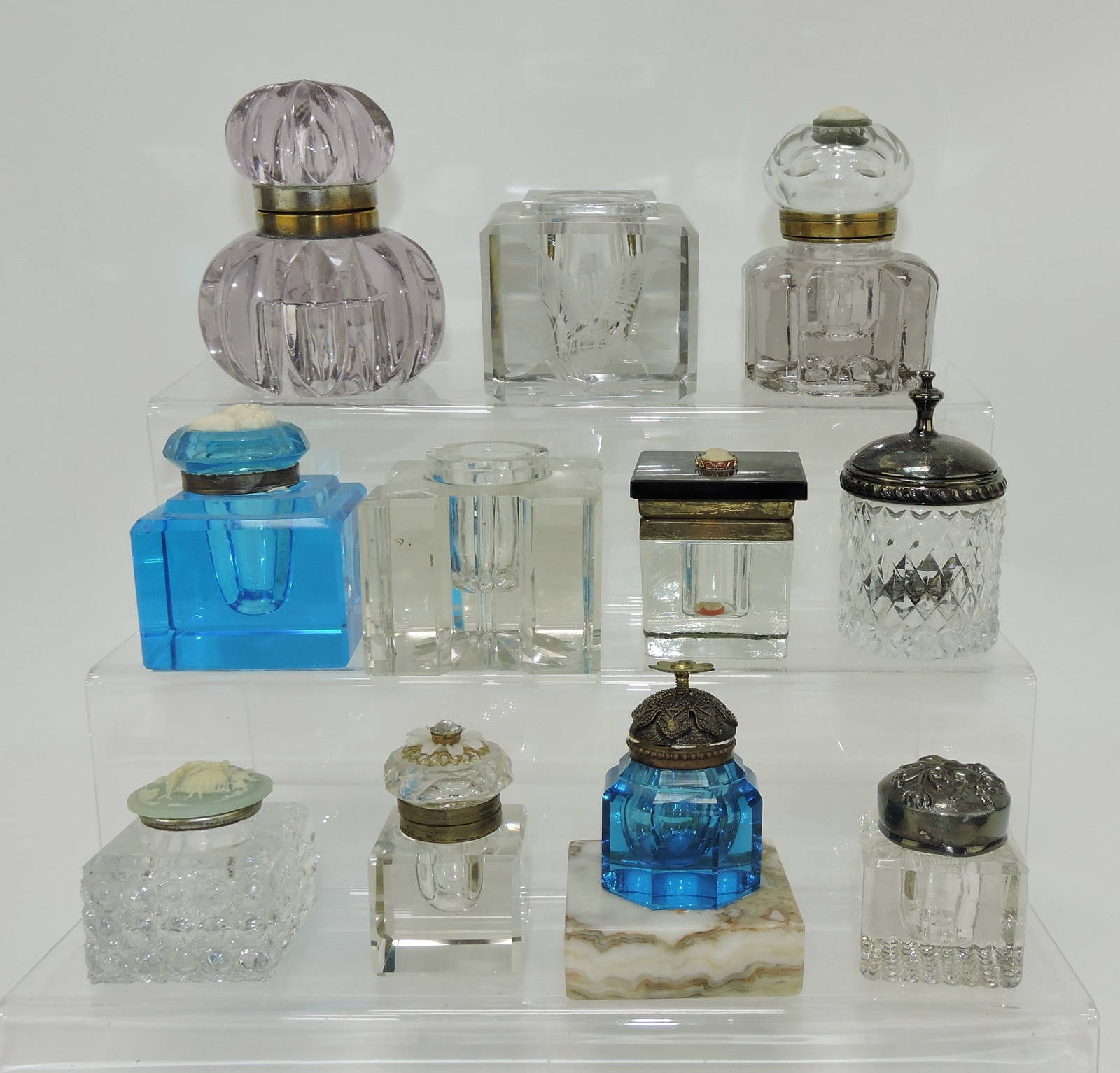 Lot Of 11 Inkwells, Various Condition Auction