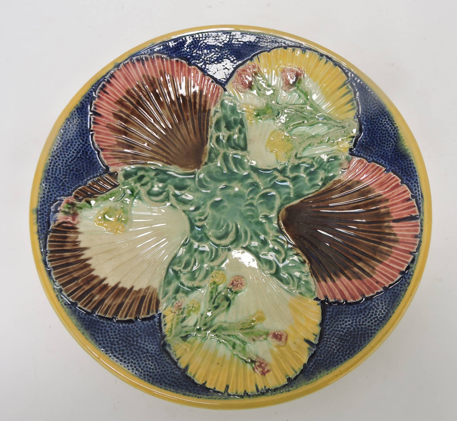 Majolica Shells And Seaweed On Cobalt Auction