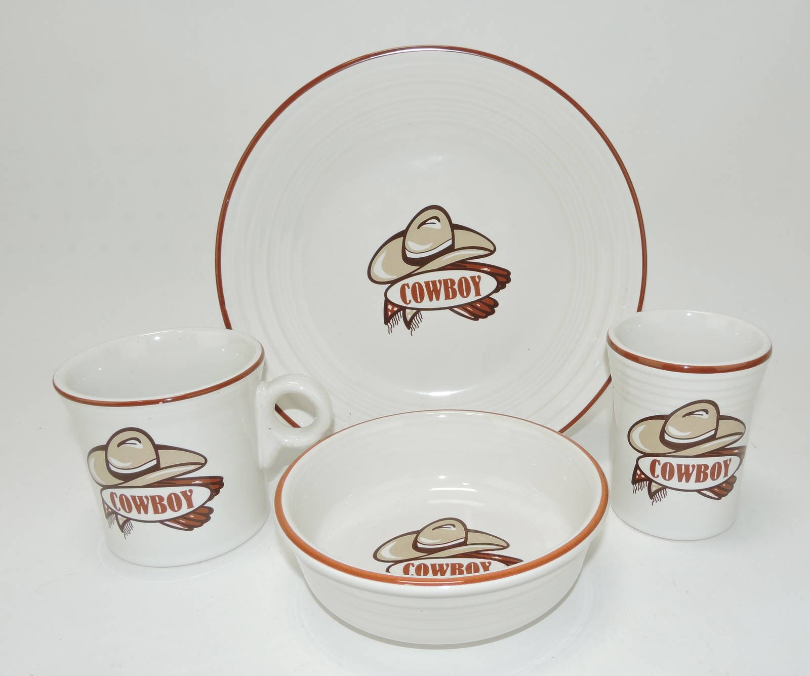 Fiesta Post 86 Lot Of 4 Pcs With Cowboy Auction