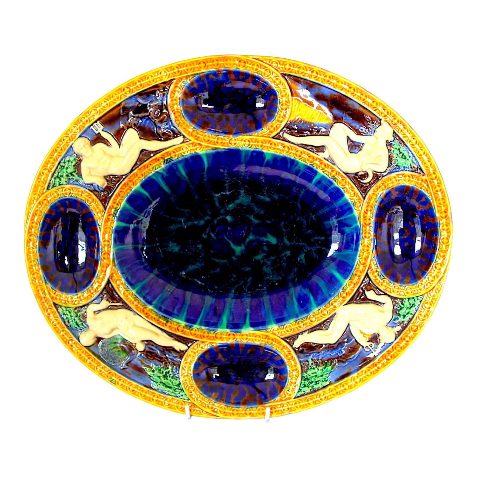 Minton Palissy Majolica Platter With Auction