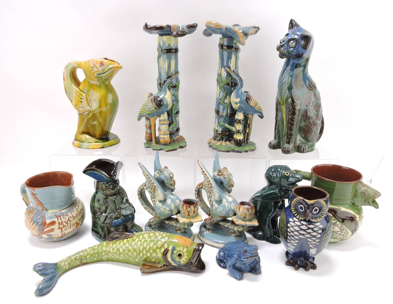C.h. Brannam Pottery Lot Of 13 Pieces Auction