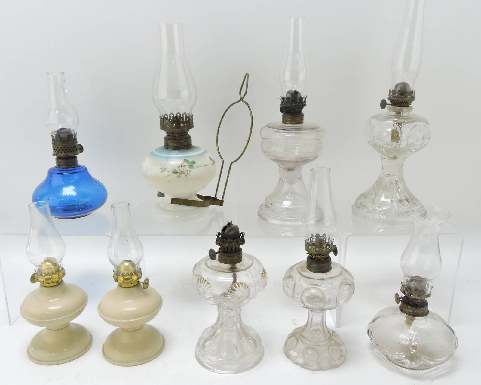 Lot Of 9 Miniature Oil Lamps Auction