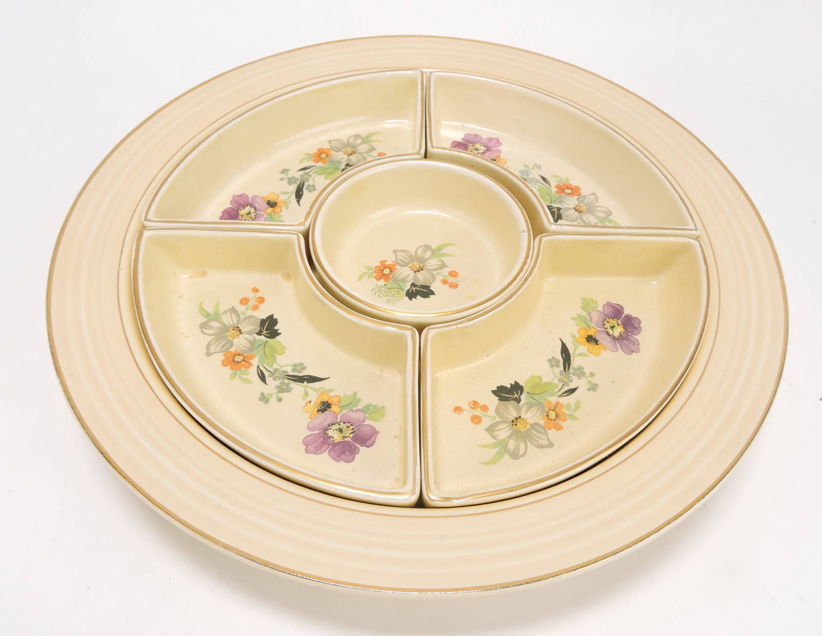 Fiesta Relish Tray With Floral Decal Auction