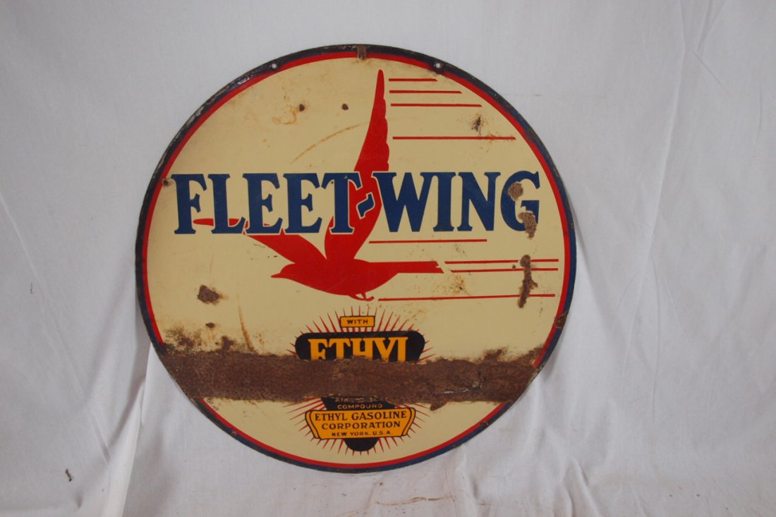 Fleet Wing with Etyol 2 sided porcelain sign, 30", lo