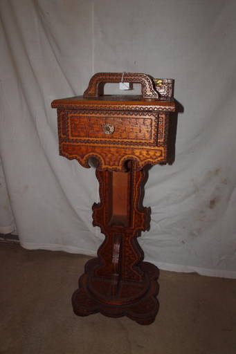 Tramp Art Smoking Stand, 27"h