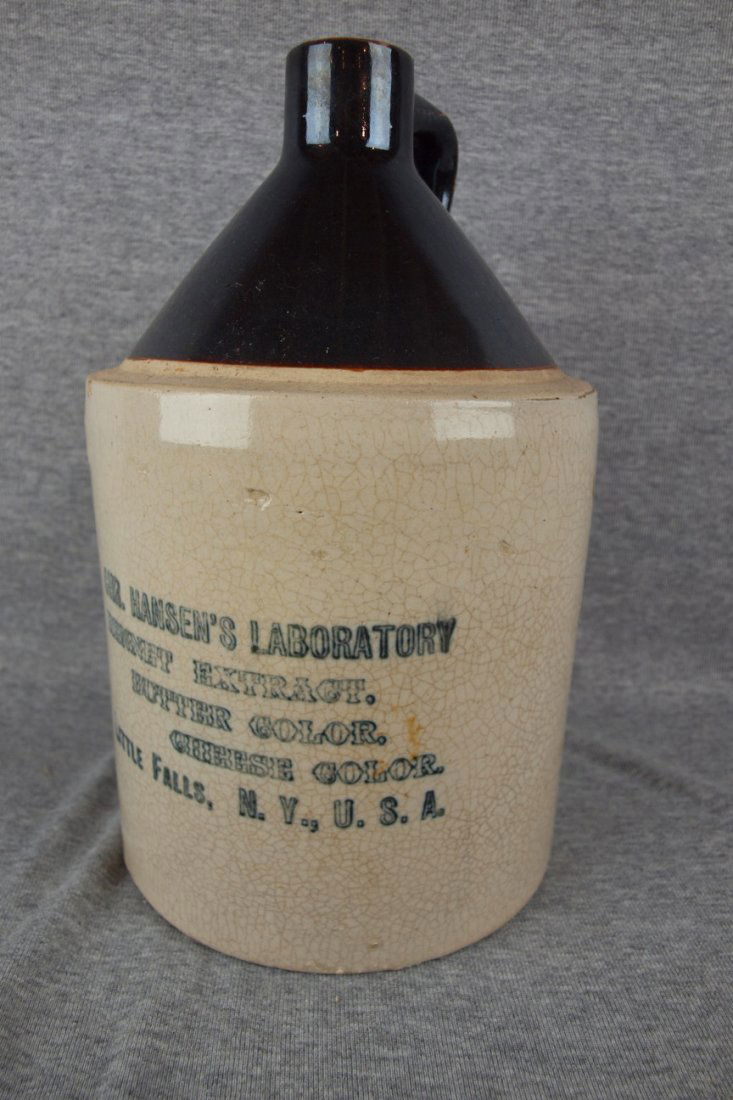 Brown & white stoneware jug "Chr. Hansen's Laboratory,