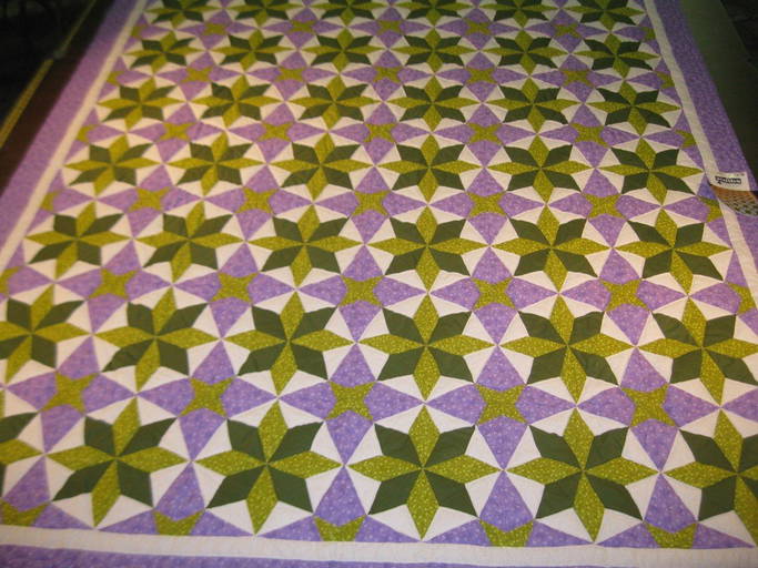 Handstitched Octagon Star Quilt Is 84x96