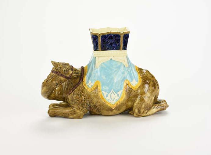 A Very Rare Royal Worcester Majolica ‘camel’ Vase C.