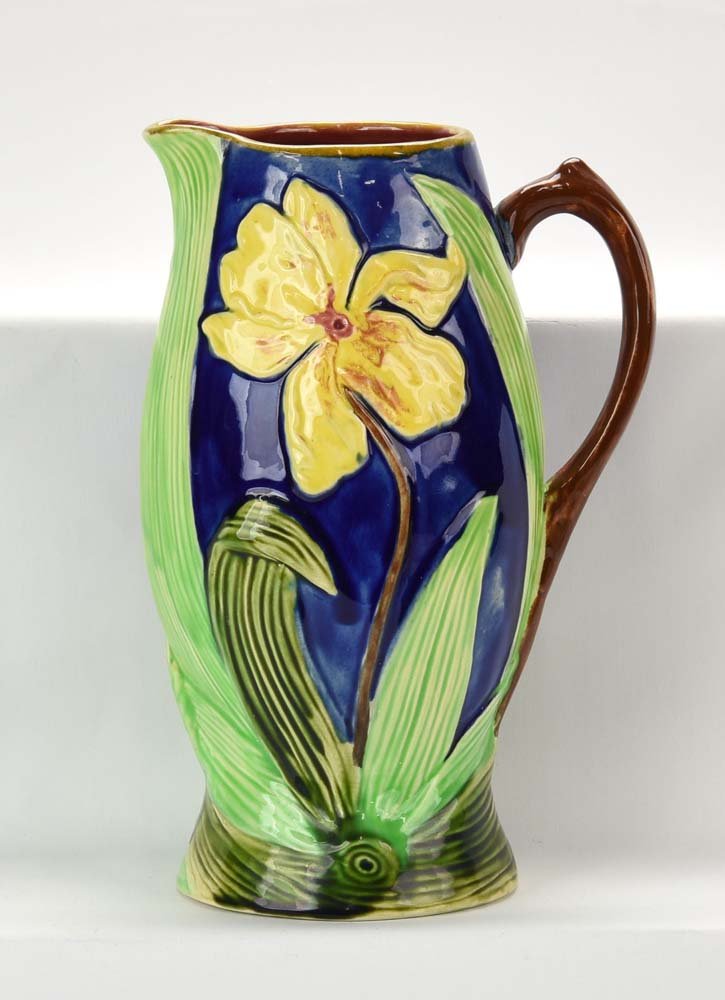 Shorter & Son (attributed) cobalt iris pitcher, 10"