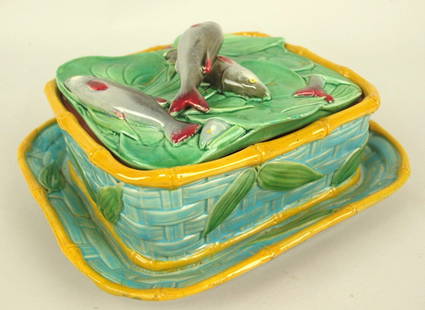 Majolica Victoria Pottery Co Sardine Box