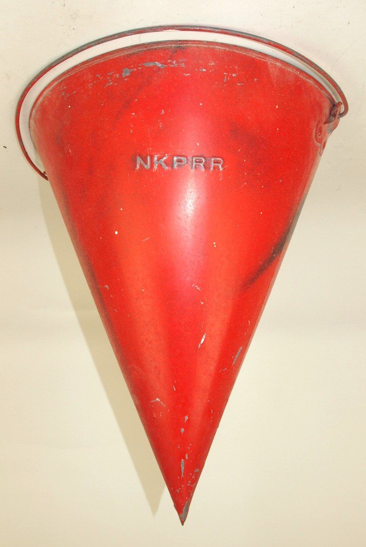 NKPRR railroad tin, cone shape fire bucket