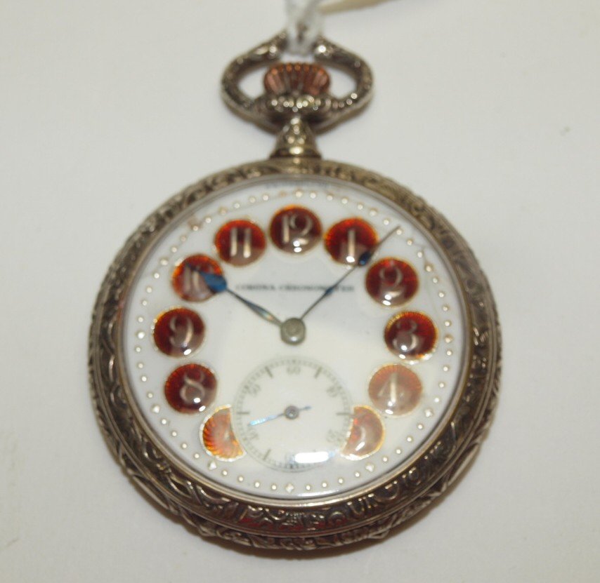 Swiss Coruna Chronometer Of Pocket Watch With Inlaid