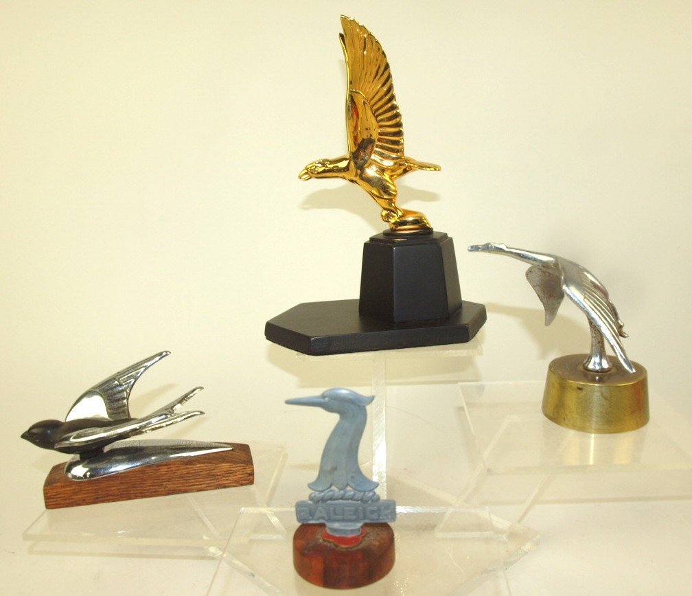 Lot Of 4 Bird Hood Ornaments Radiator Cap Mascots