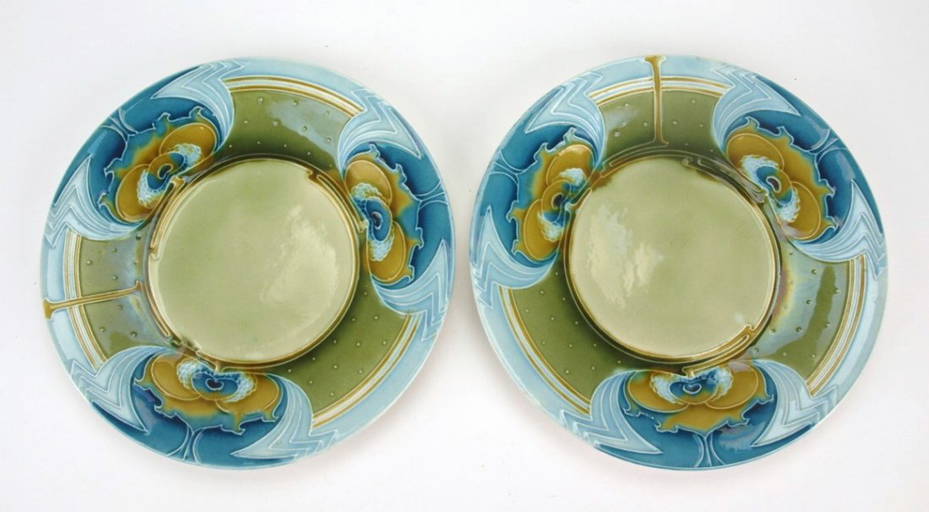 Minton Majolica Secessionist Style Pair Of 9" Plates