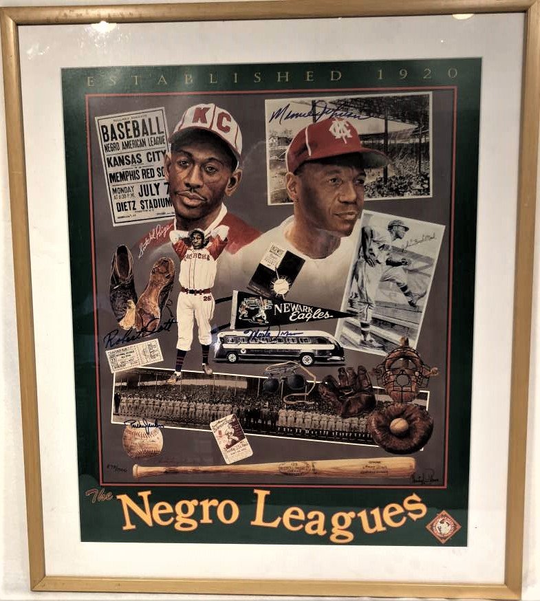 Negro Leagues Baseball Poster With 4 Signatures