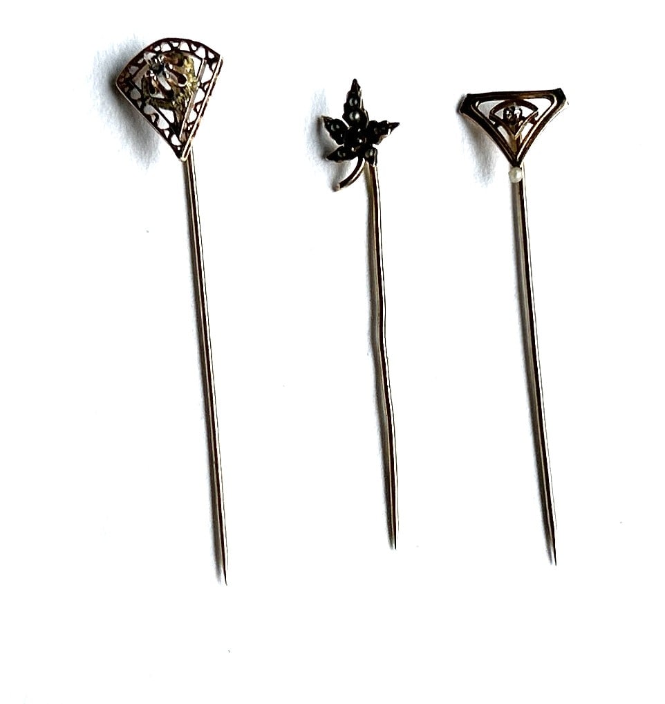 [3] Assorted 14k Gold Stick Pins: 14k .6 Dwt Star Stick Pin With Seed ...