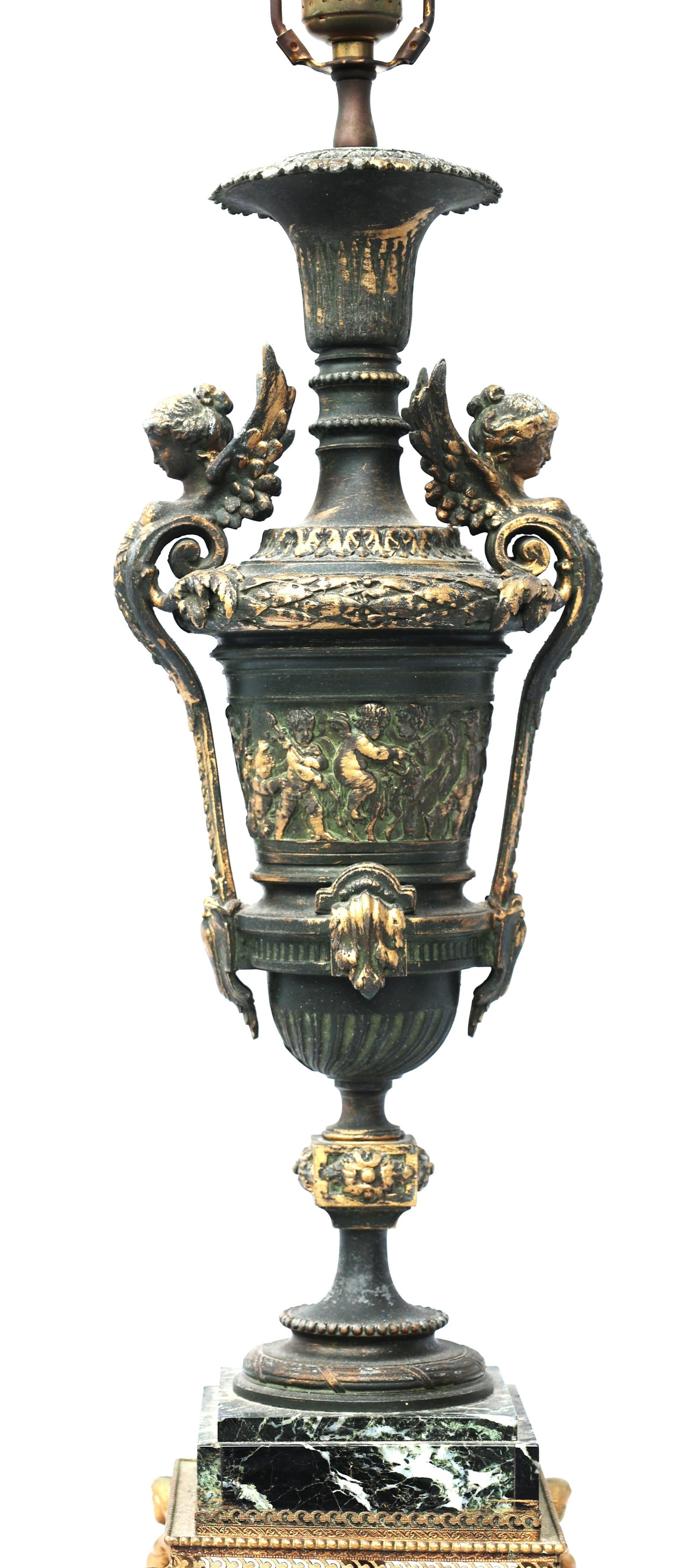 Renassiance Lamp Victorian Spelter Urn, Featuring Distinct Winged ...