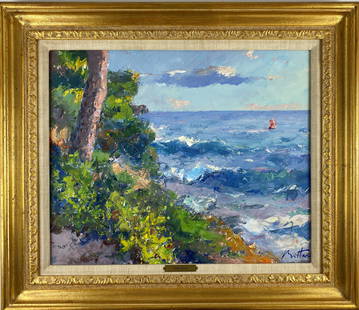 Pierre Bittar Sailing Scene Oil On Canvas