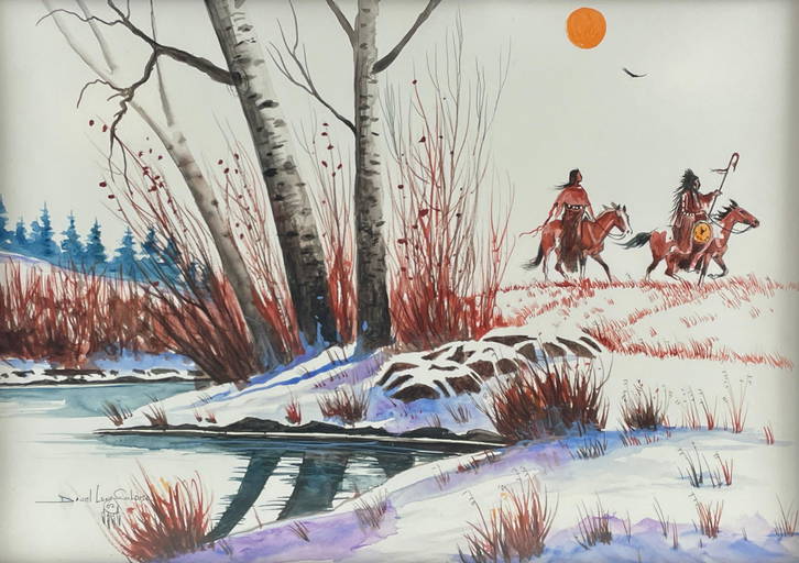 Daniel Long Soldier, Pair of Watercolor paintings (#0289) on Apr 20 ...