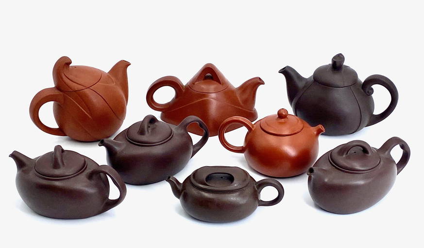 Eight Yixing Ware Chinese Teapots