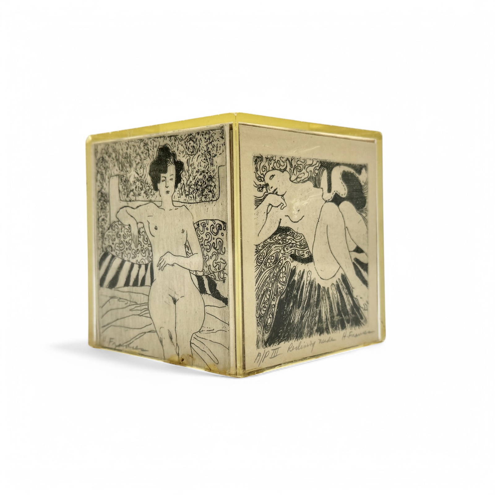 H. Frances, Artist's Proof Lithographed Cube Auction