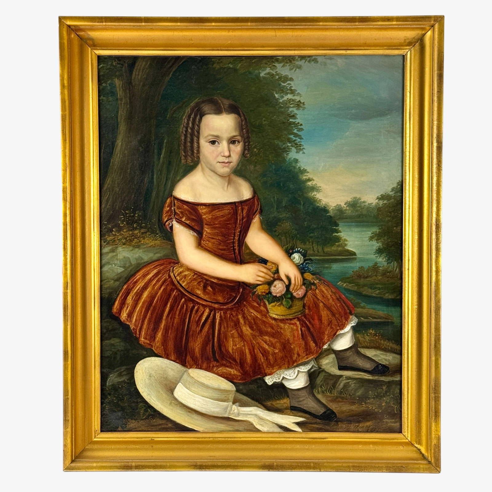 Paul Weber (1823-1916) Oil On Canvas Folk Art Portrait Auction