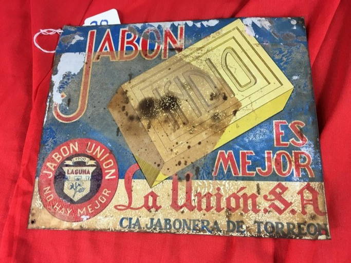 Vintage Jabon Es Union Mejor India Tin Sign