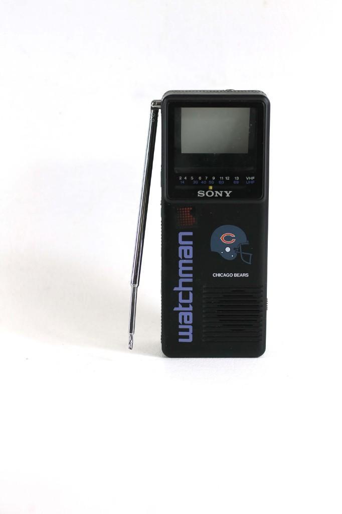 Sony Watchman Portable Tv With Chicago Bears Logo