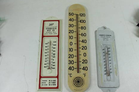 3 Vintage Advertising & Wall Thermometers