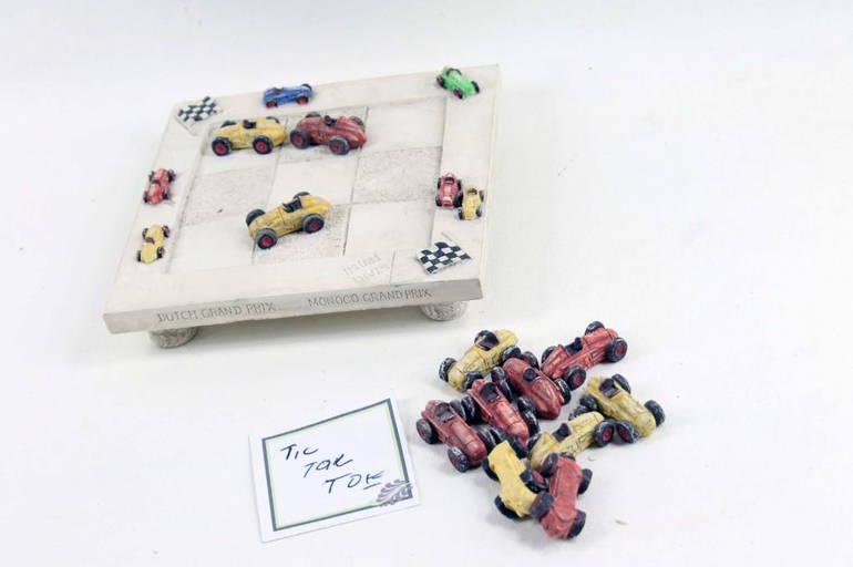 Hen Feathers Gran Gran Prix Race Car Tic Tac Toe Set