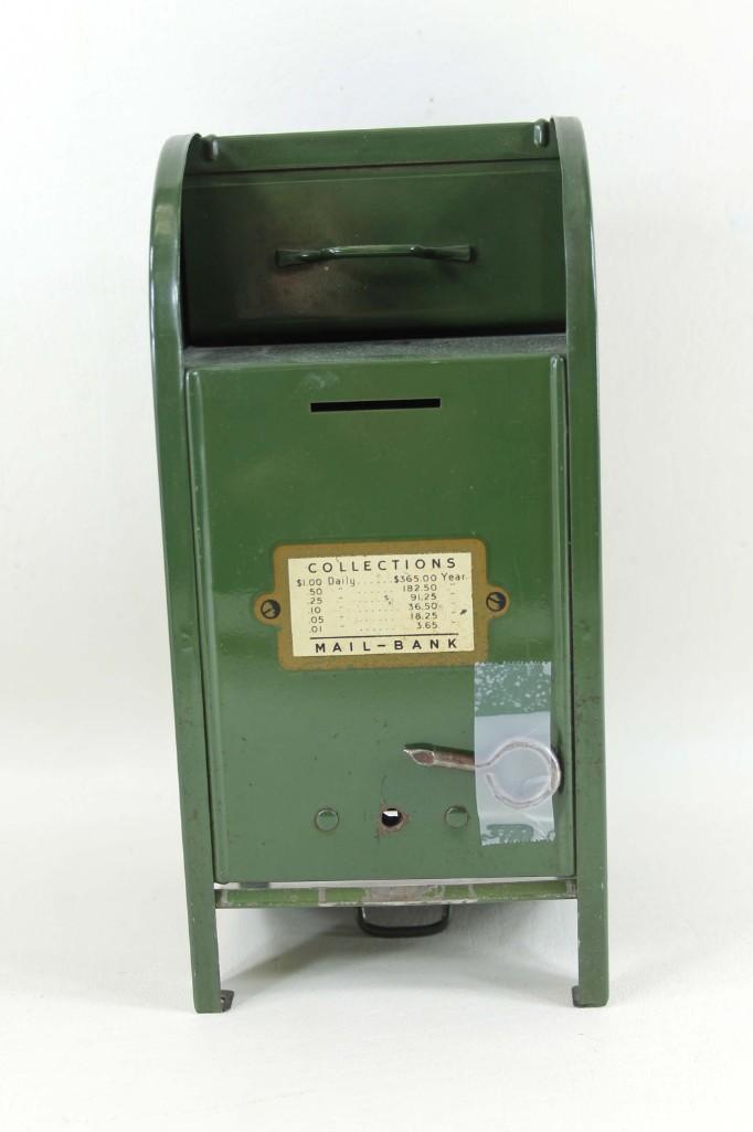 Vintage Mailbox Coin Bank With Key