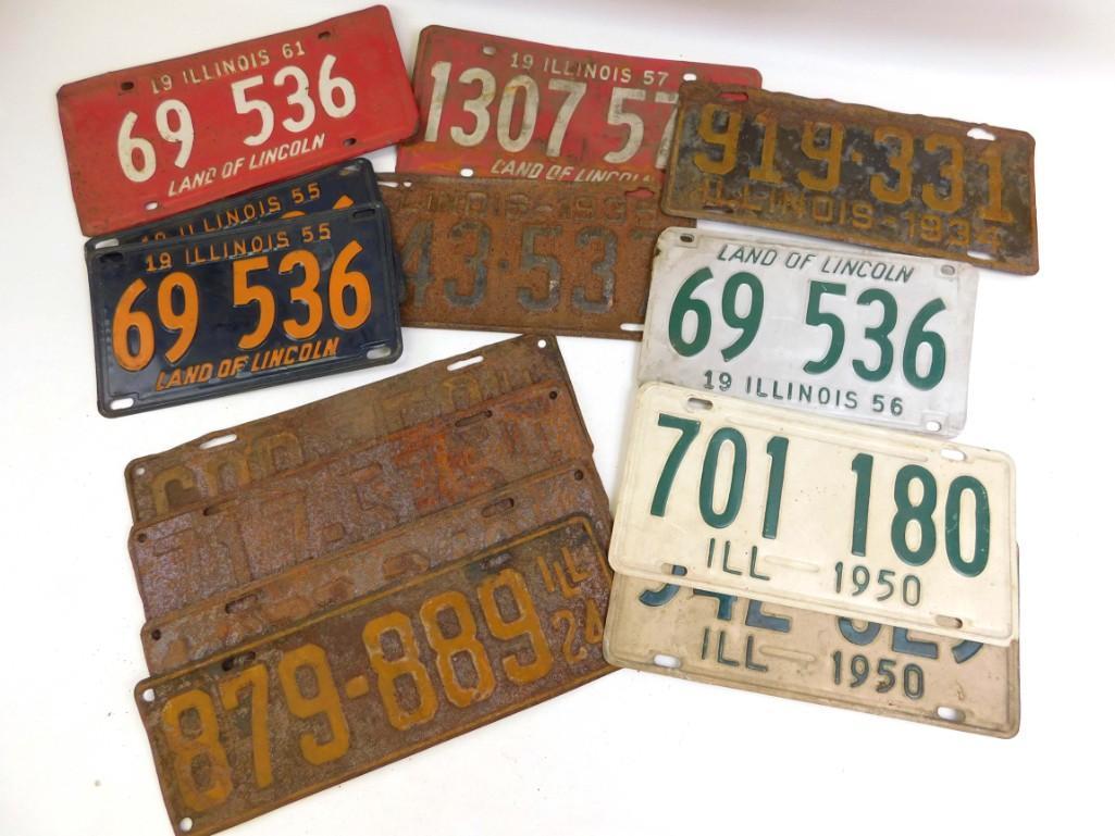 Vintage License Plates Incl 1920's And 1930's