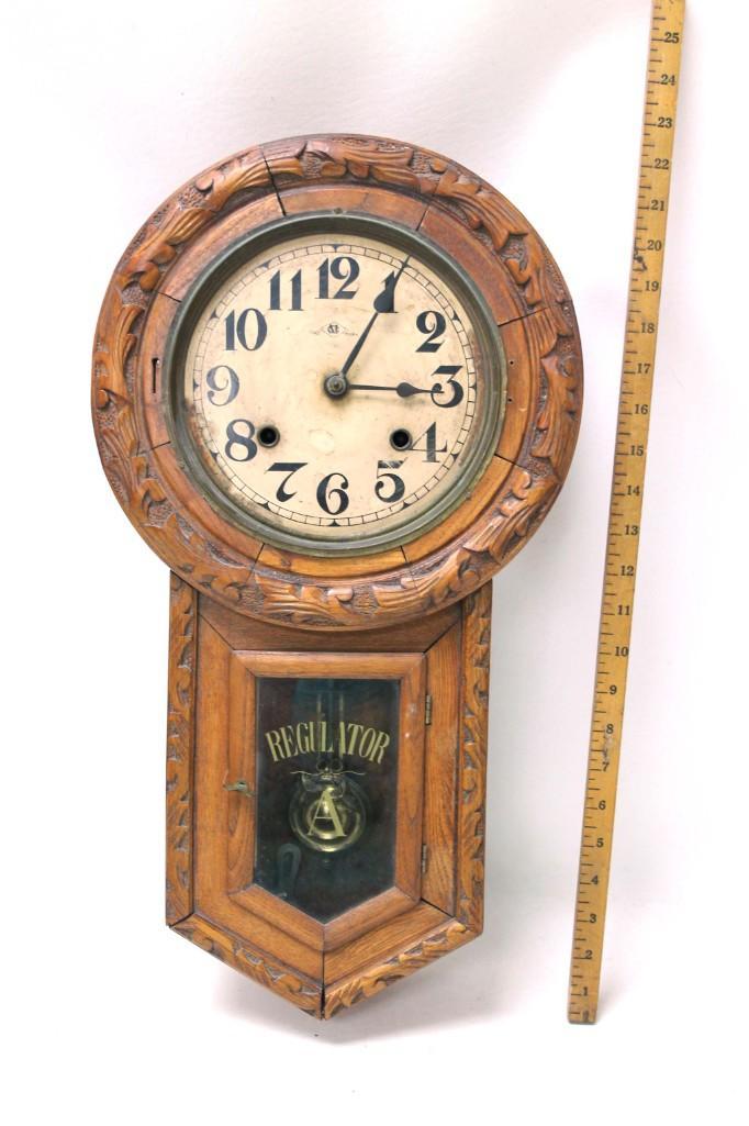 1890s Oak Regulator A School House Clock