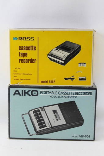 Set Of Two Vintage Cassette Tape Recorders With Boxes