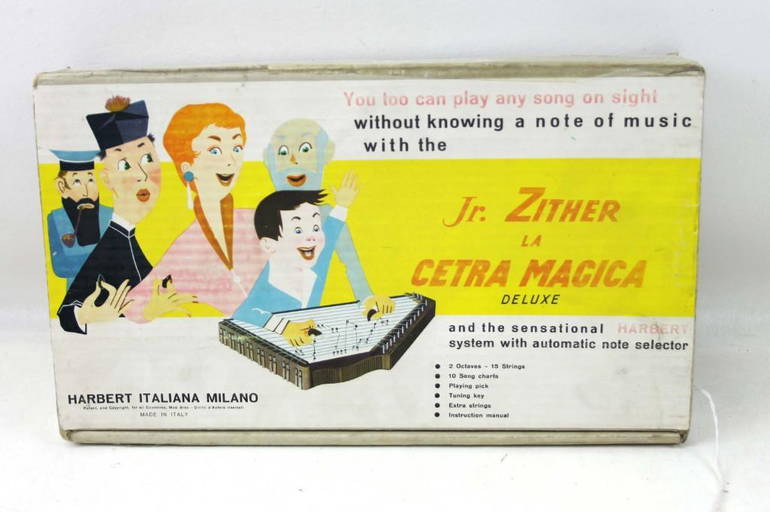 Jr Zither With Music 1950s Harbert In Original Box