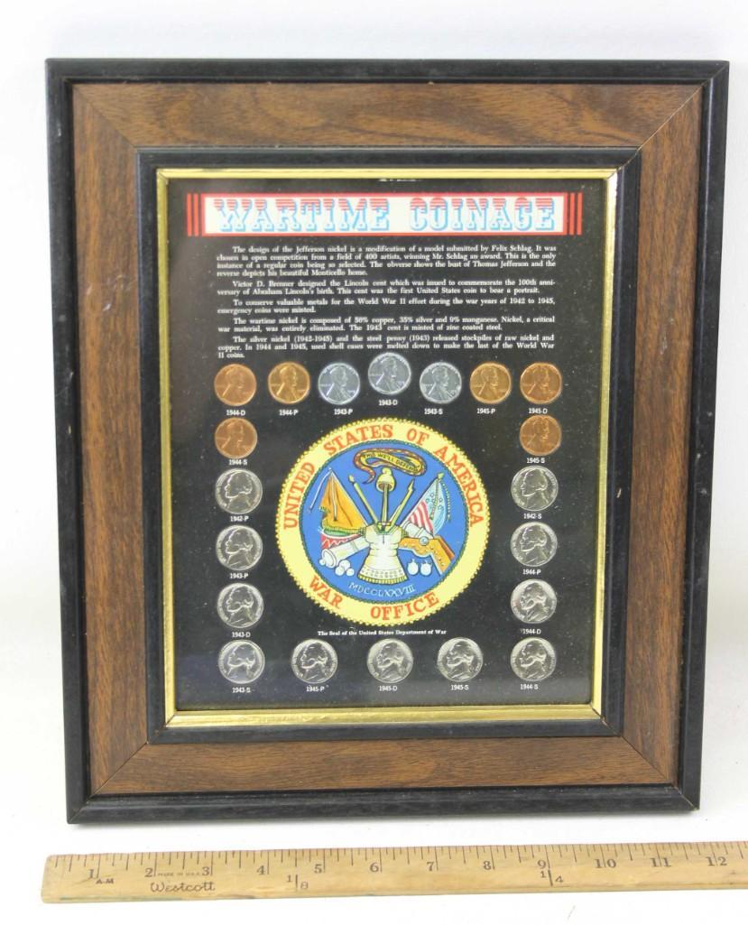 Framed Wartime Coinage Coins From Wwii Era
