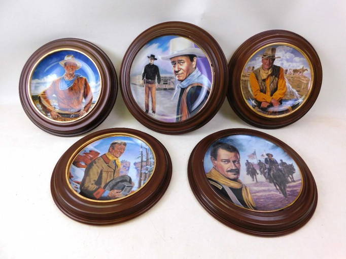 Lot Of 5 John Wayne Collector Plates With Wooden Frames