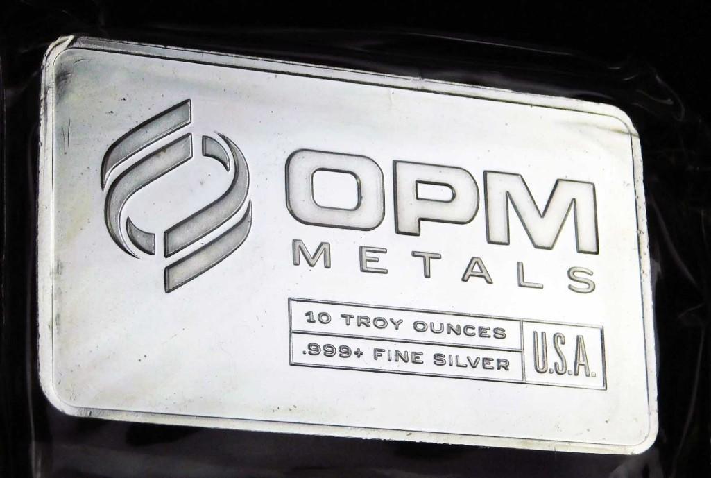 10 Troy Oz Silver Bar Opm Metals